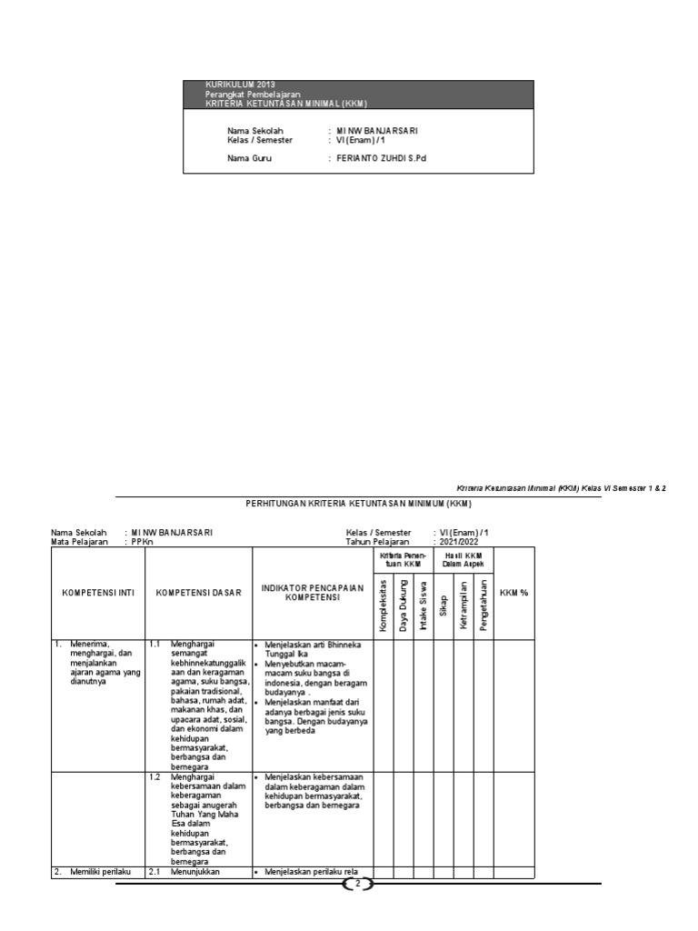 Kelas 6 KKM | PDF