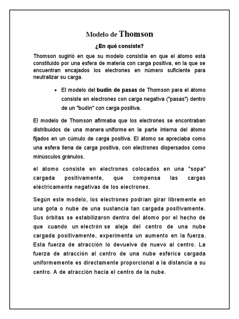Modelo de Thomson | PDF