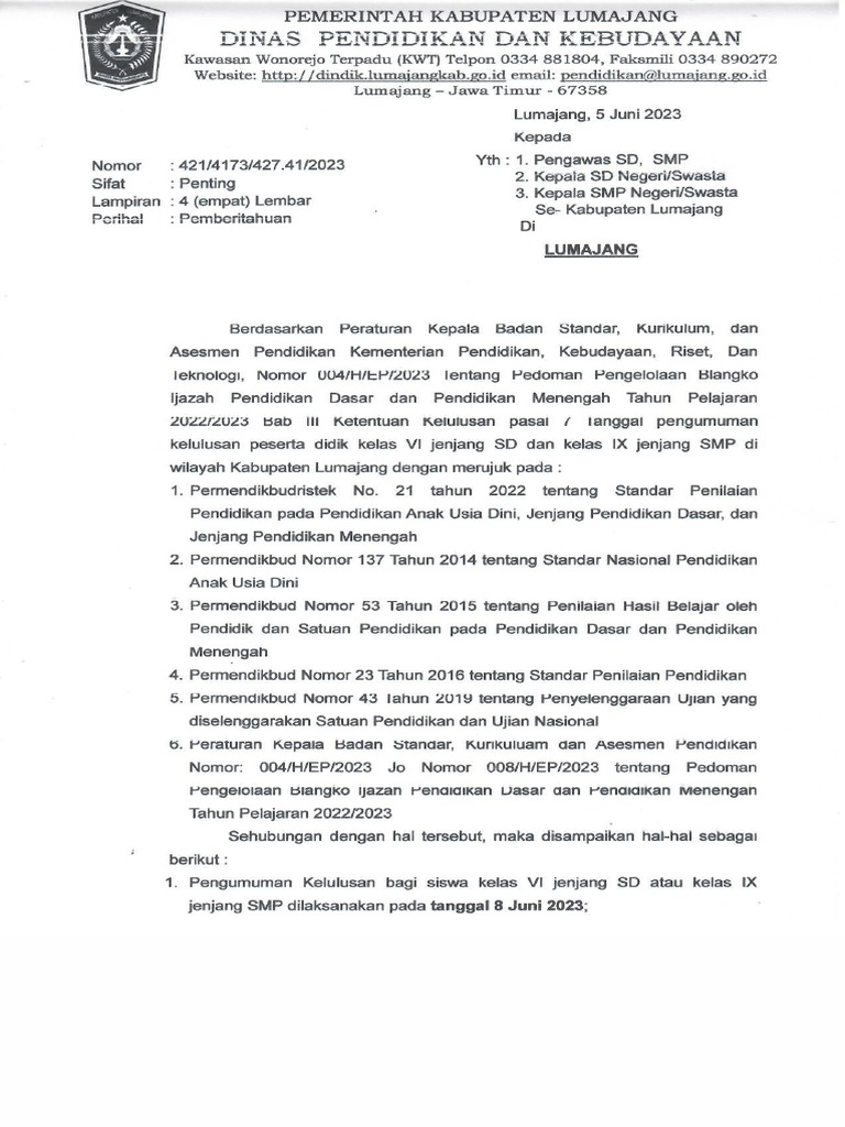Pemberitahuan Surat Permohonan Blangko Ijazah | PDF