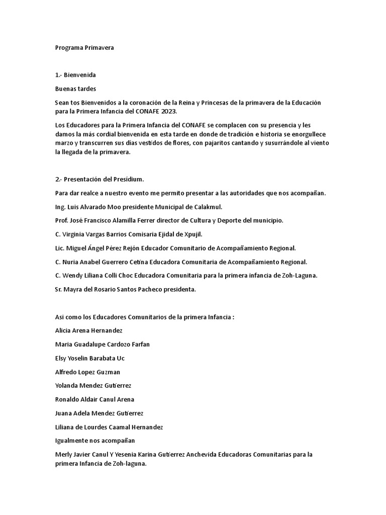 Programa Primavera | PDF