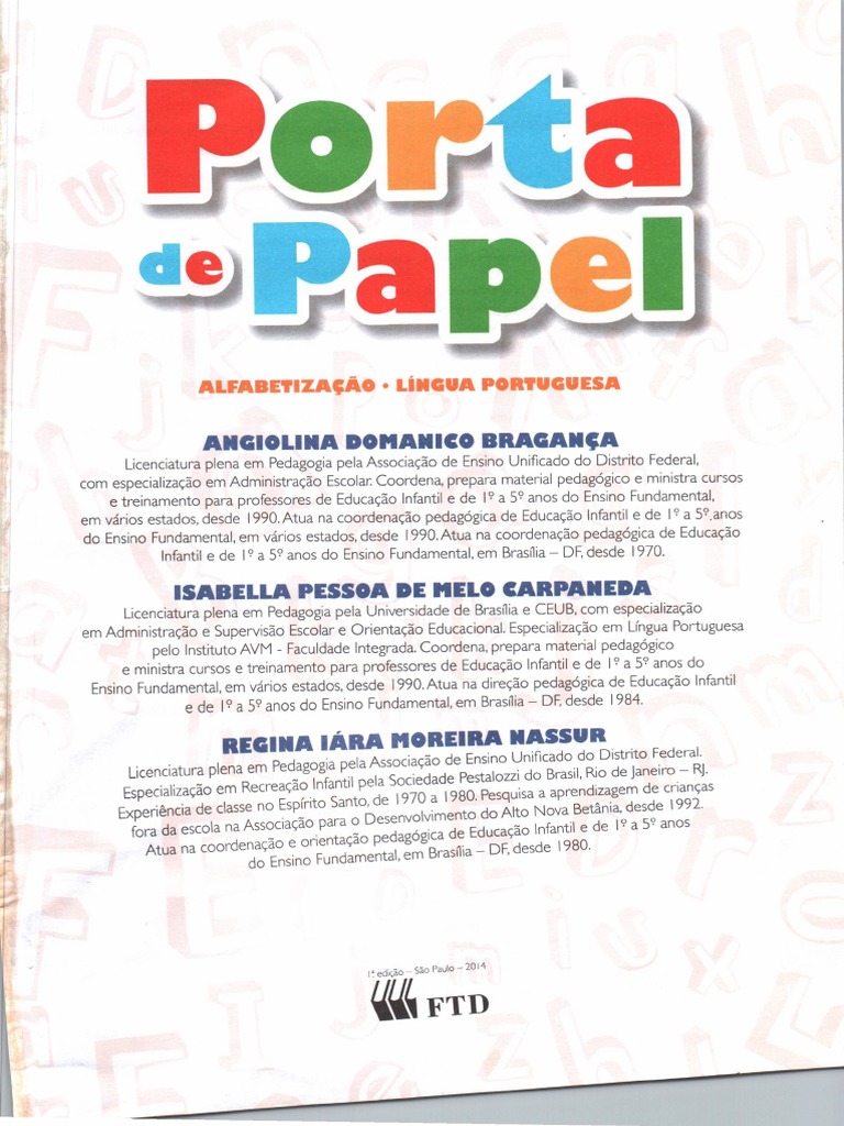 Cartilha Porta de Papel Alfabetização | PDF