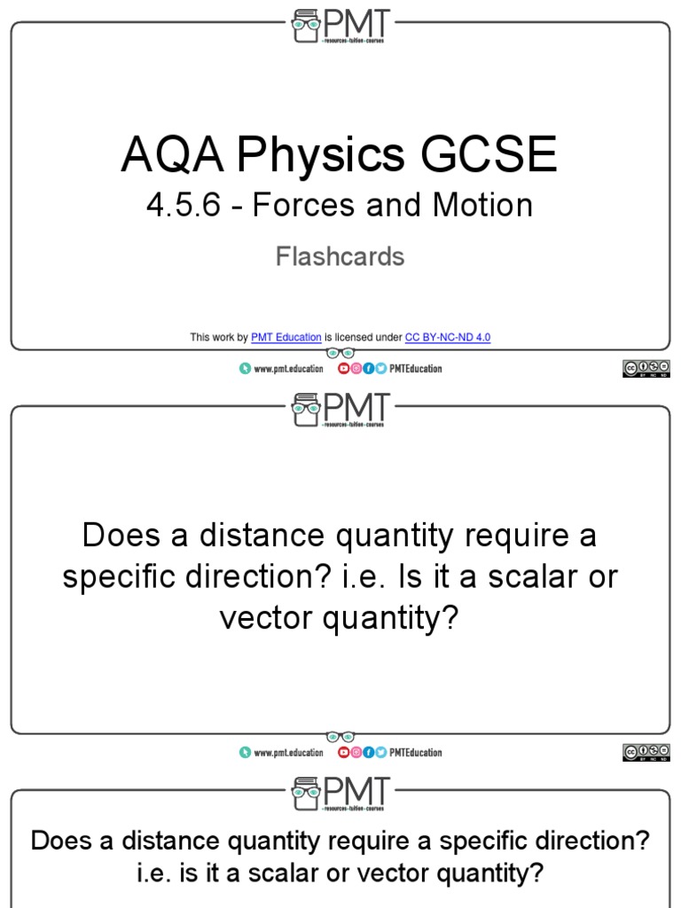 Flashcards - 5.6 Forces and Motion - AQA Physics GCSE | PDF ...