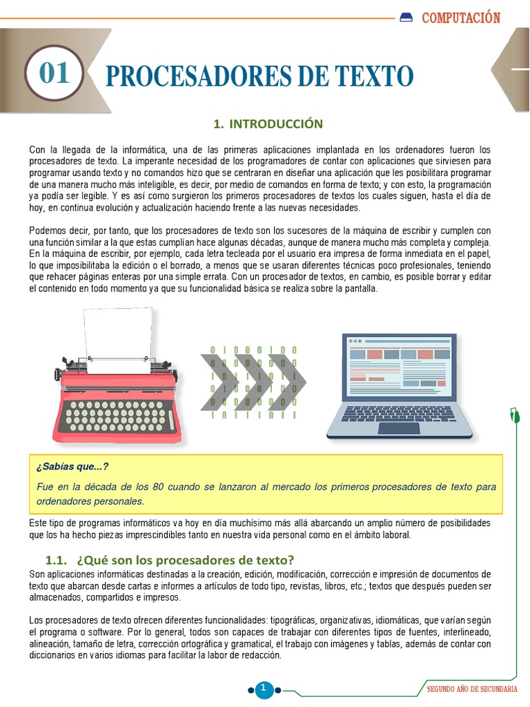Ficha #1 - Segundo Grado | Descargar gratis PDF | Procesador de textos | Software de la aplicacion