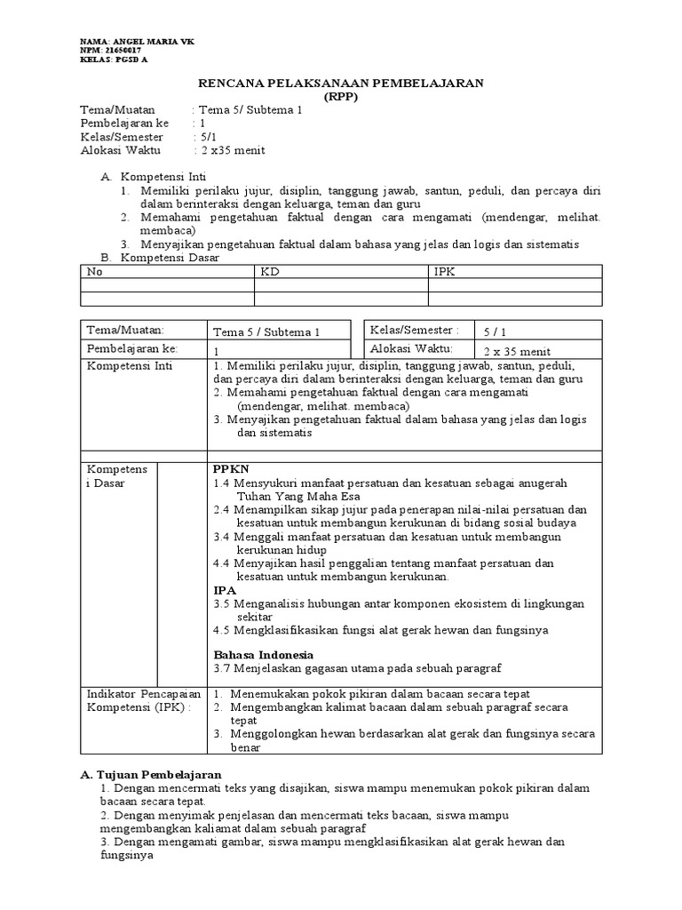 RPP Model Pembelajaran Angel | PDF