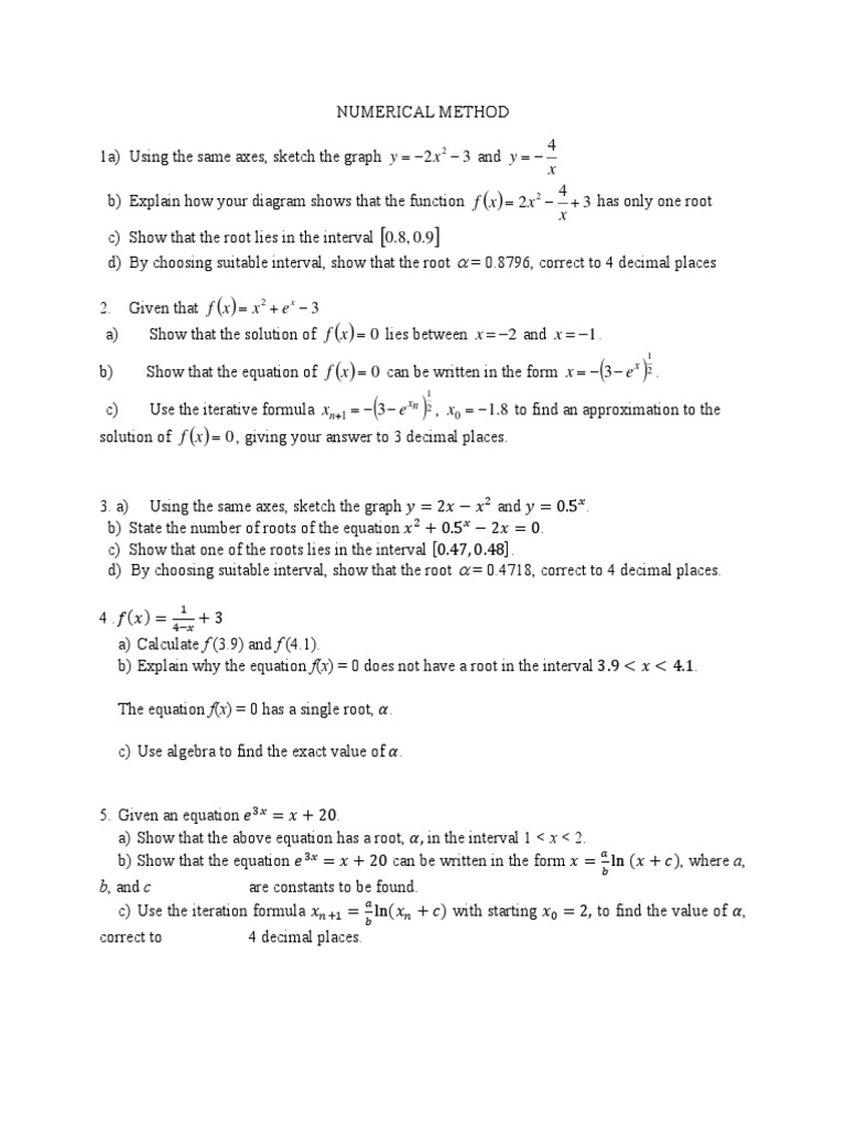 Numerical Method Practice | PDF | Equations | Numerical Analysis
