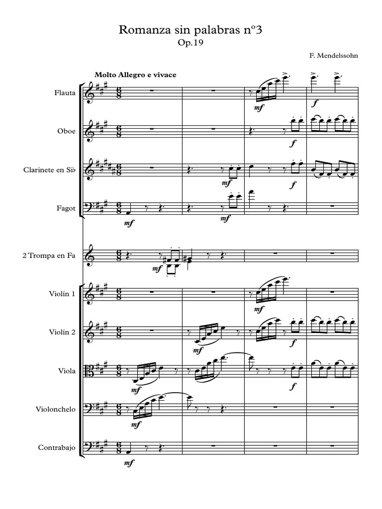 Romanza Nº3, Op 19 (Mendelssohn) - Partitura Completa | PDF