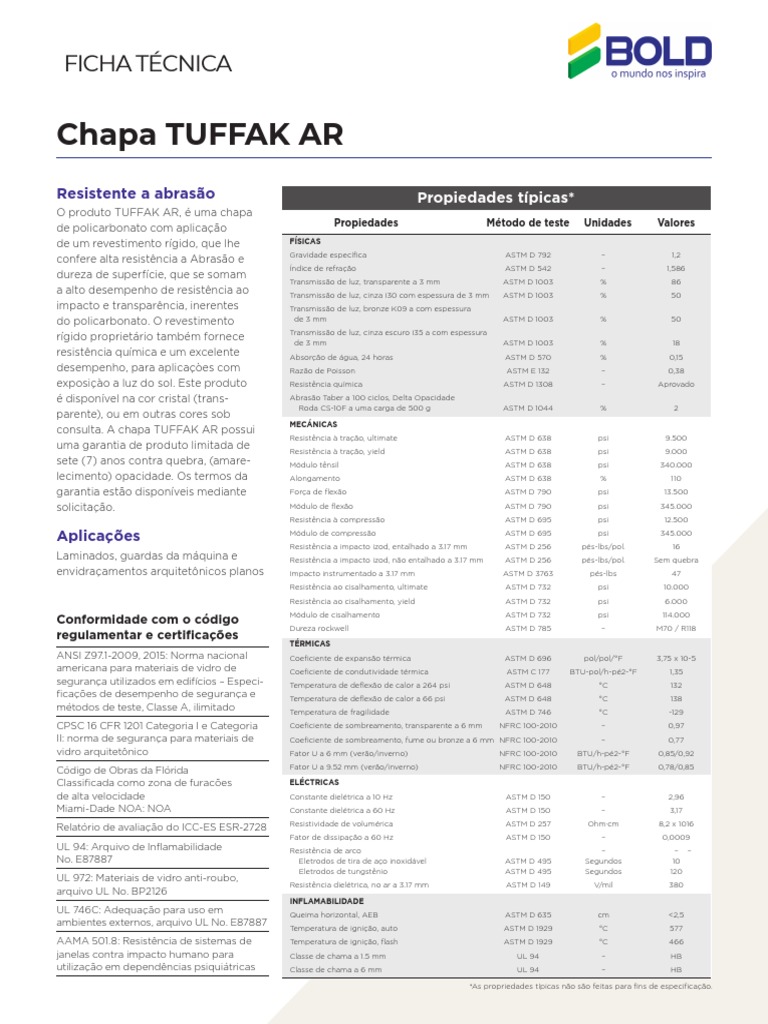 PLASKOLITE TUFFAK AR pds152_portuguese | PDF | Ciências Físicas | Química