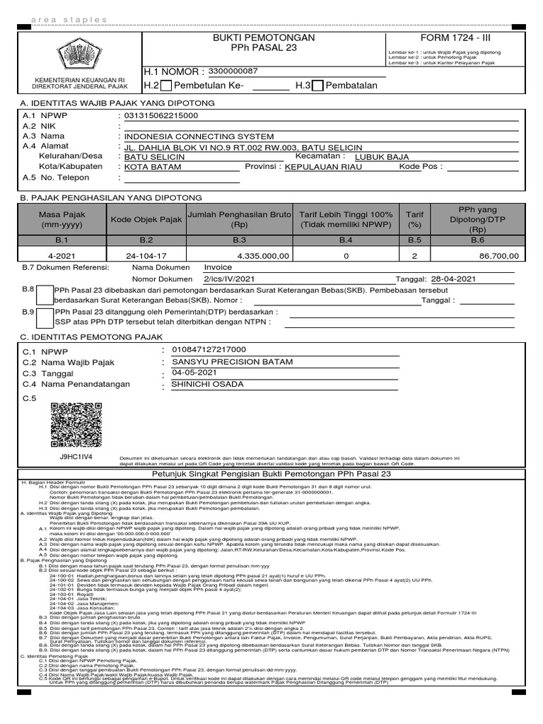 Potongan Pajak April-Agustus | PDF