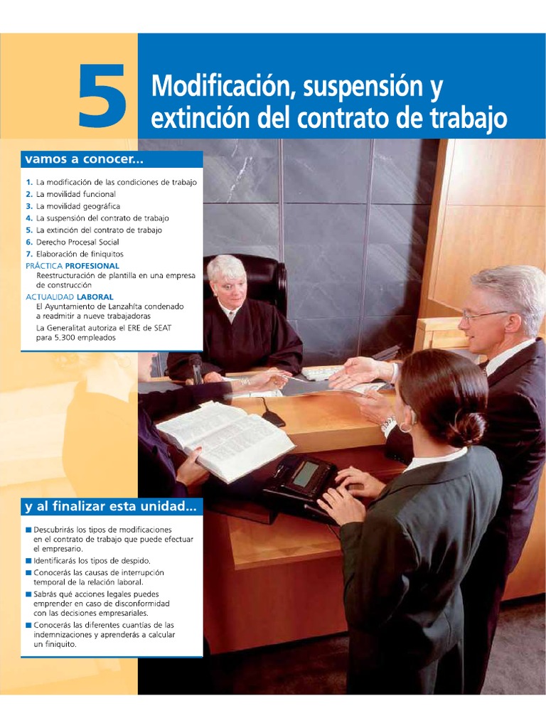 U5 Modificación Suspensión Y Extinción Del Contrato De Trabajo Pdf
