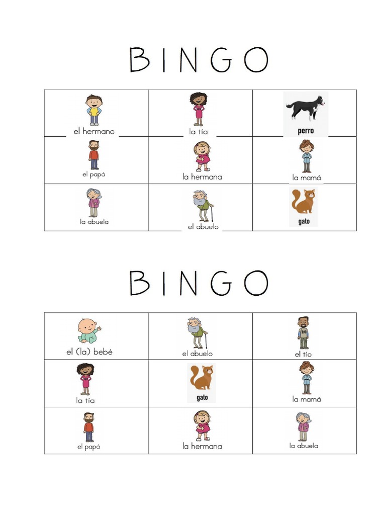 Bingo Familia - Español para Extranjeros | PDF