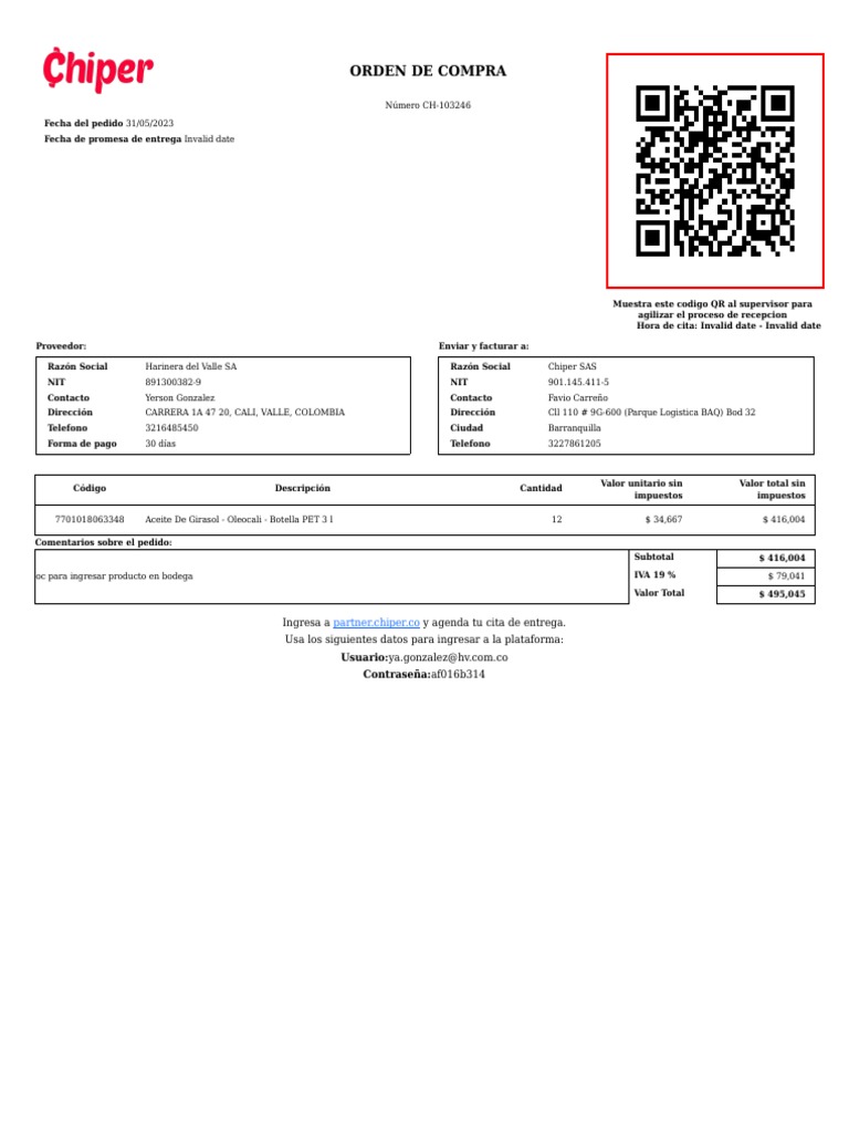 Orden de Compra: Ingresa A y Agenda Tu Cita de Entrega. Usa Los ...