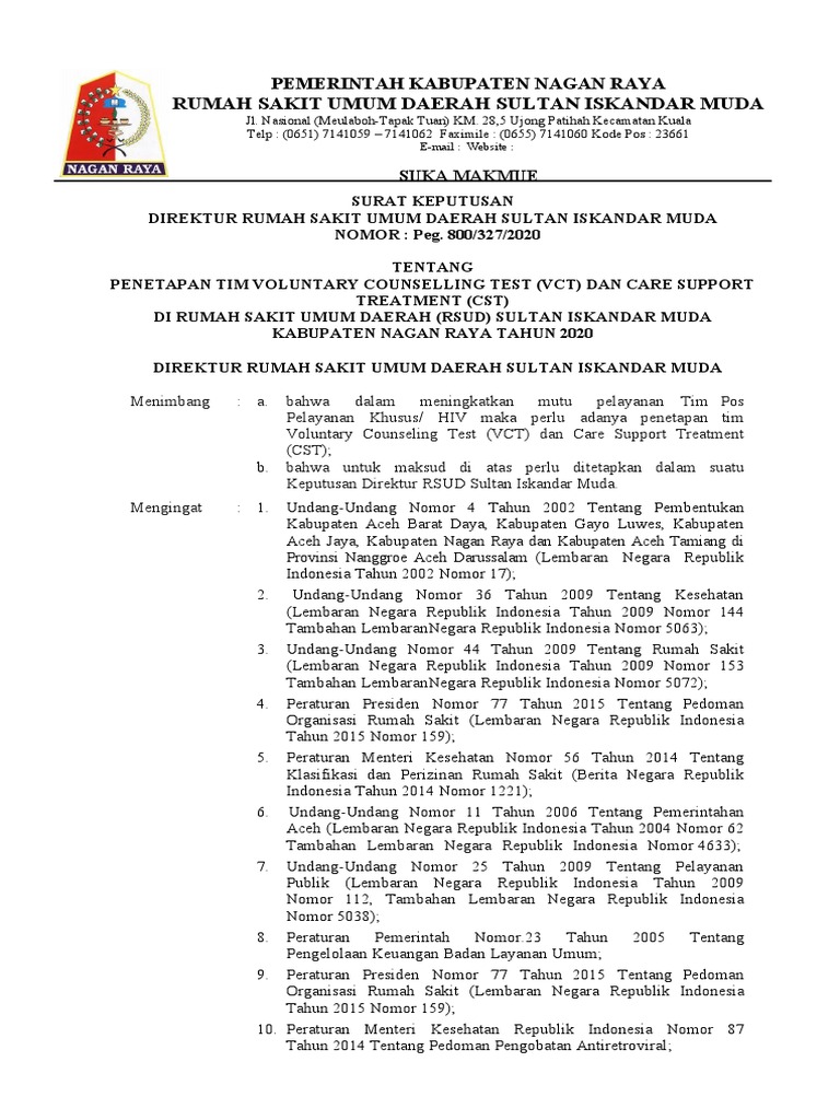Tim VCT & CST RSUD Nagan Raya 2020 | PDF