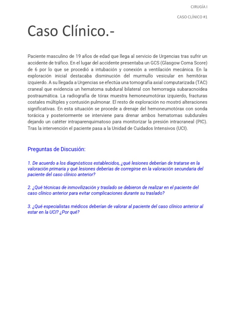 Caso Clínico - 1. CX I | PDF