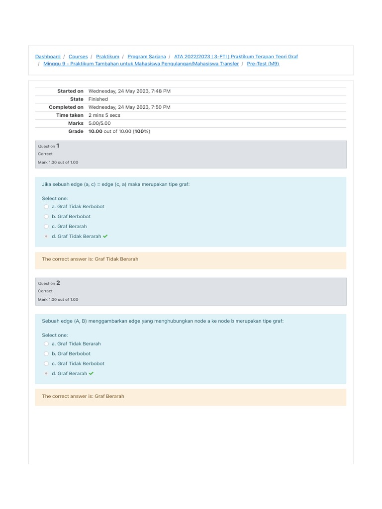Pre-Test (M9) - Attempt Review | PDF