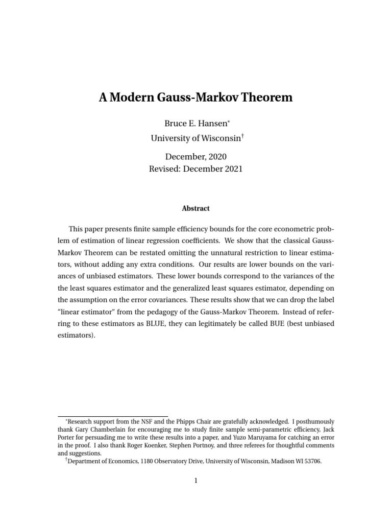 A Modern Gauss Markov Theorem Pdf