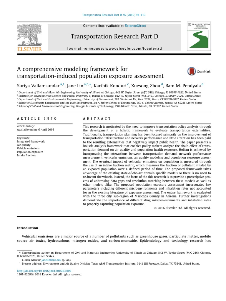 A Comprehensive Modeling Framework For Trans 2016 Transportation ...