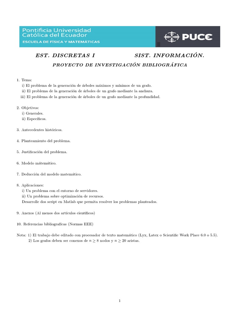 Proyecto de Investigaci N de Estructuras Discretas I Tec. Inf. 2023 ...