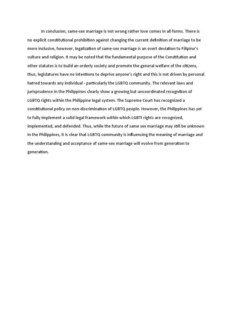 Conclusion Same Sex Marriage Pdf