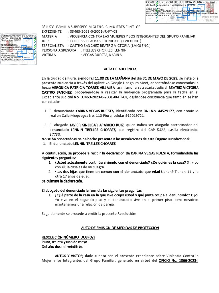 Exp. 03469-2023-0-2001-JR-FT-03 - Resolución - 14628-2023 | PDF