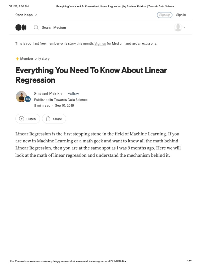 Everything You Need To Know About Linear Regression - by Sushant Patrikar - Towards Data Science ...