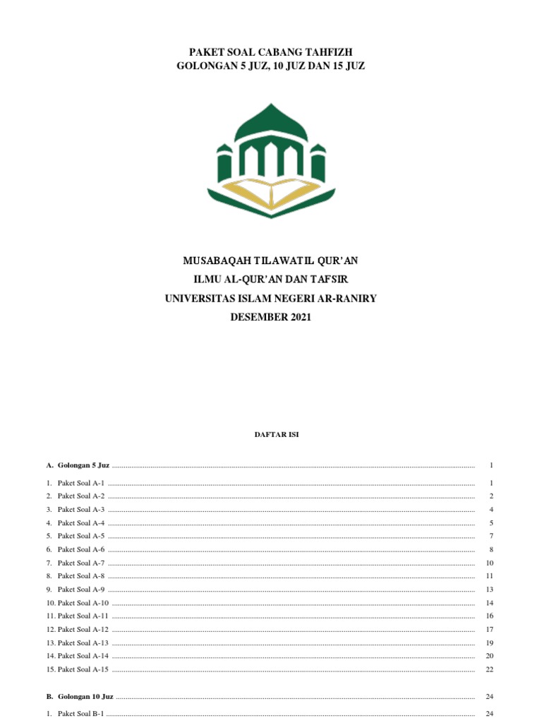 Paket Soal Tahfizh MTQ IAT II 2022 | PDF