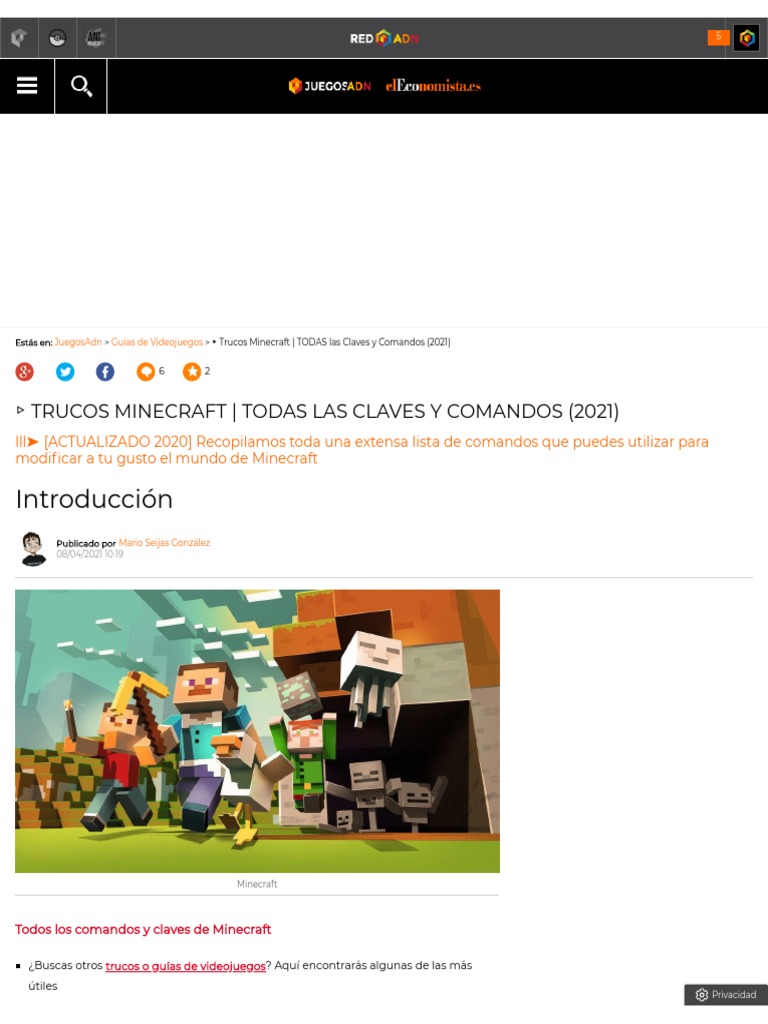 Trucos Minecraft _ TODAS las Claves y Comandos (2021) - JuegosADN | PDF ...