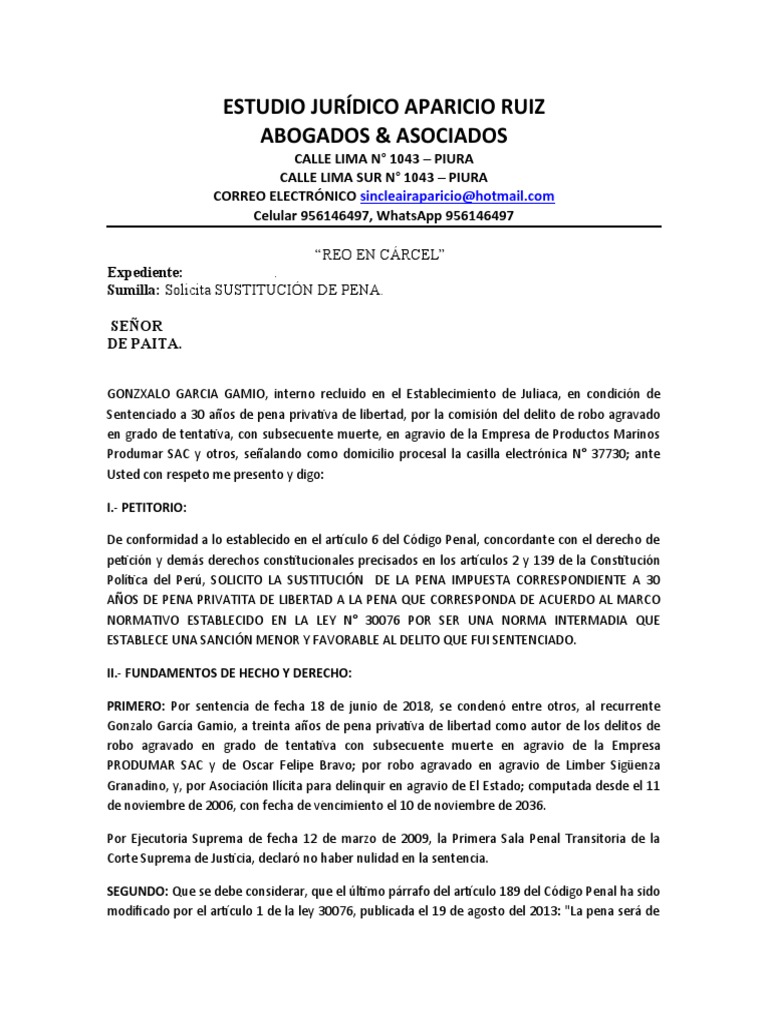 gamio sustitución pena (2) | PDF | Derecho penal | Castigos