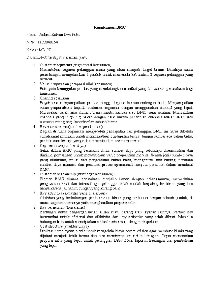 Rangkuman BMC | PDF