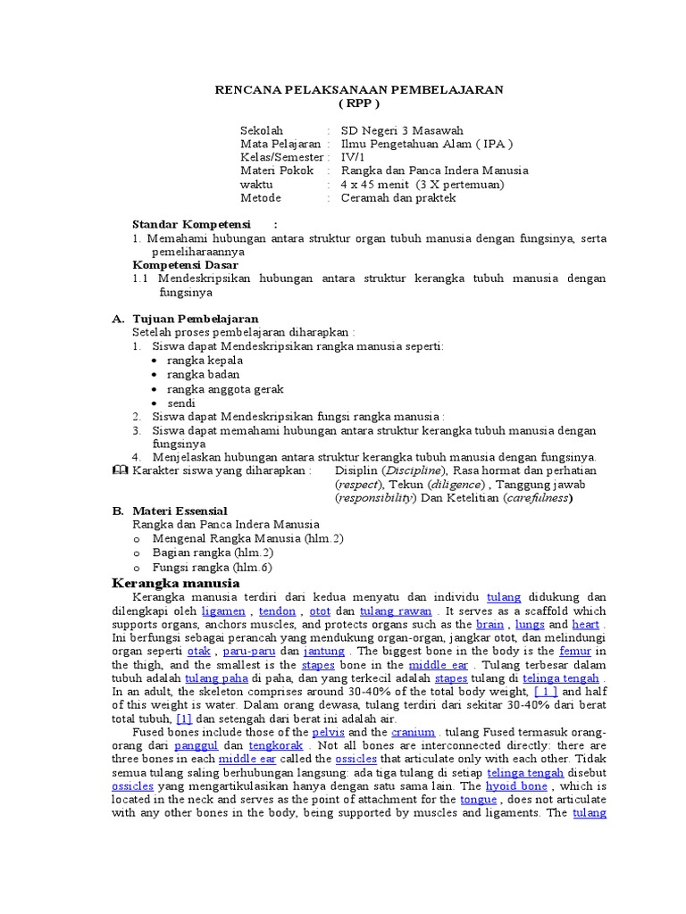 RPP Ipa Kelas 4 SD | PDF