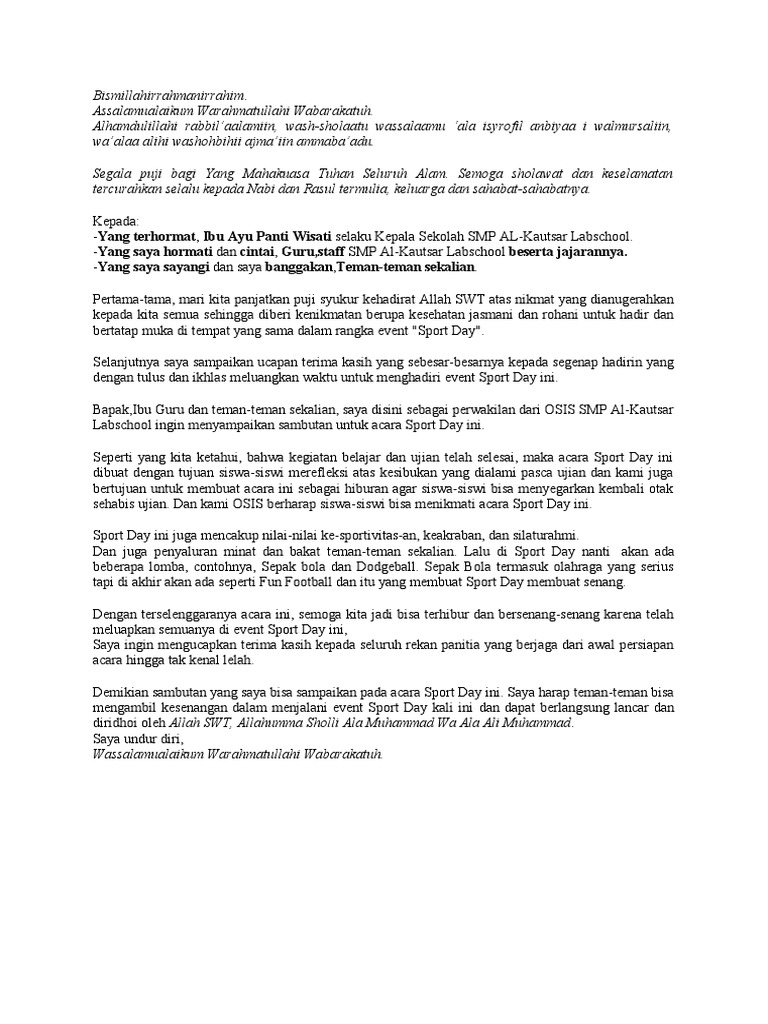 Sambutan Syafiq | PDF