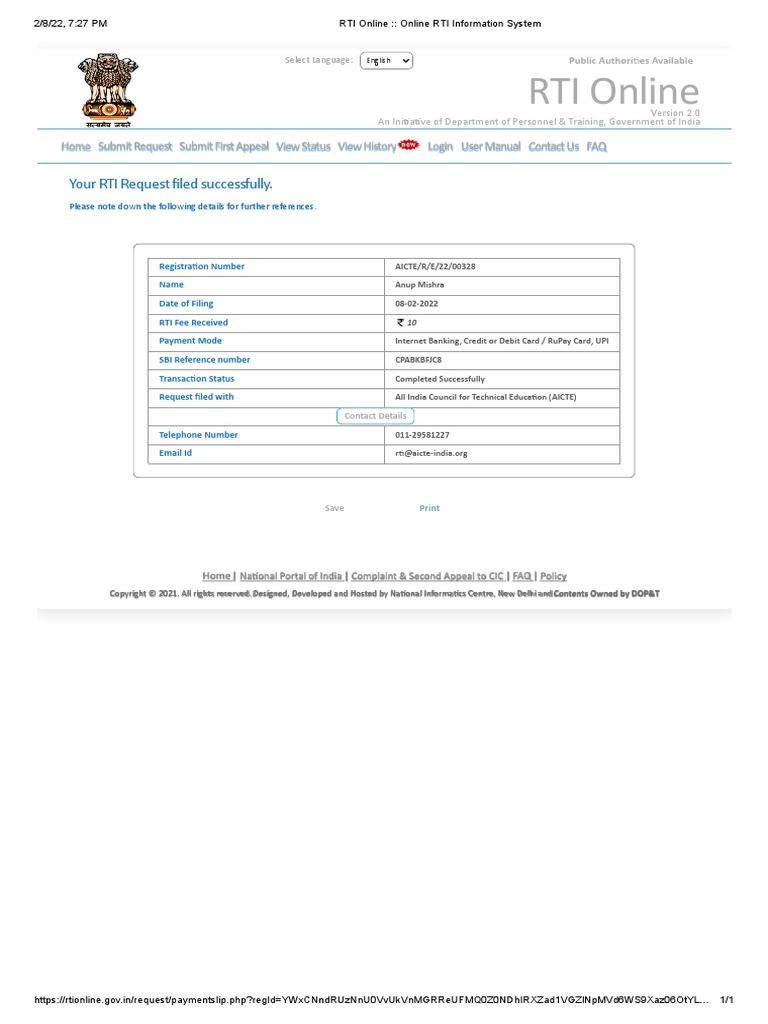 RTI Online - Online RTI Information System | PDF | Service Industries ...