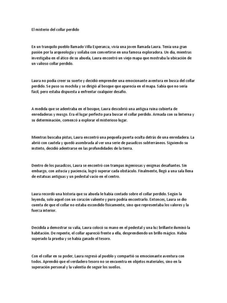 El Misterio Del Collar Perdido | PDF
