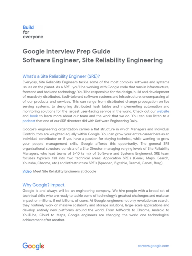 (Google Interview Prep Guide) SRE SWE | PDF | Software Development | Computer Science