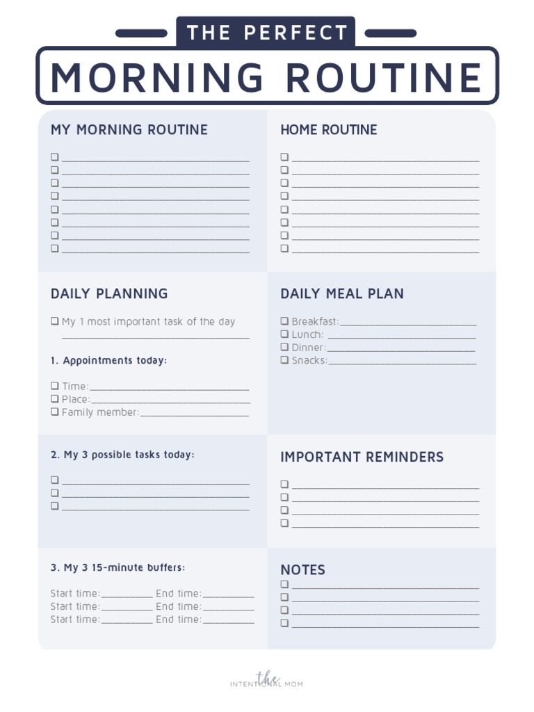 Morning Routine Blank | PDF