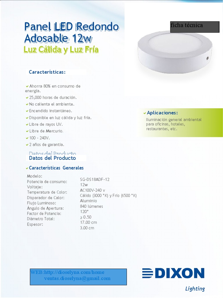 Ficha Tecnica Dixon 12W | PDF