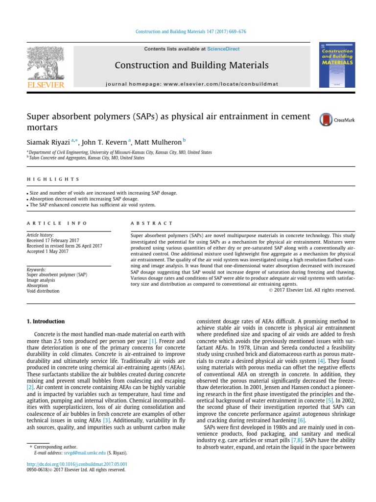 SAP - Super Absorbent Polymers (SAPs) As Physical Air Entrainment in ...