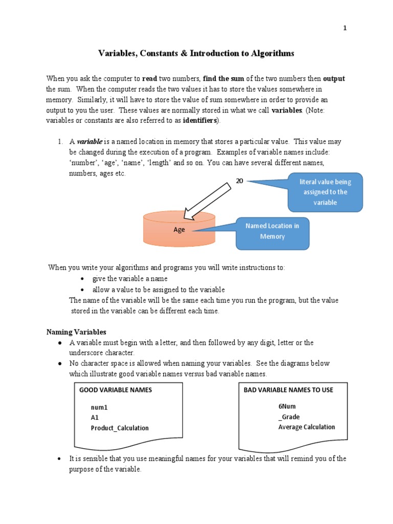 Introduction To Pseudocode Algorithm Handout | PDF | Data Type | Algorithms