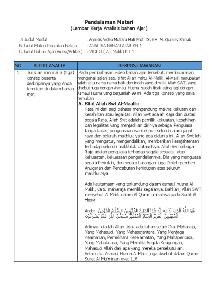 KB 1 TUGAS ANALISA BAHAN AJAR MODUL 1 Ty | PDF