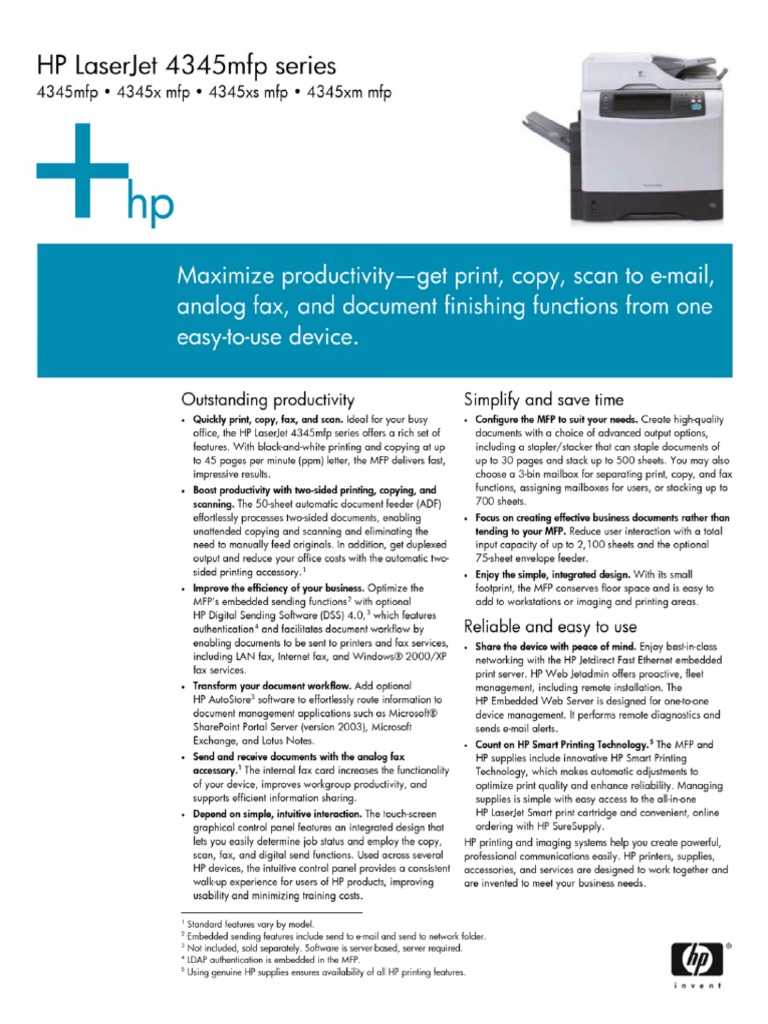 HP 4345 PDF Brochure - Manualzz | PDF