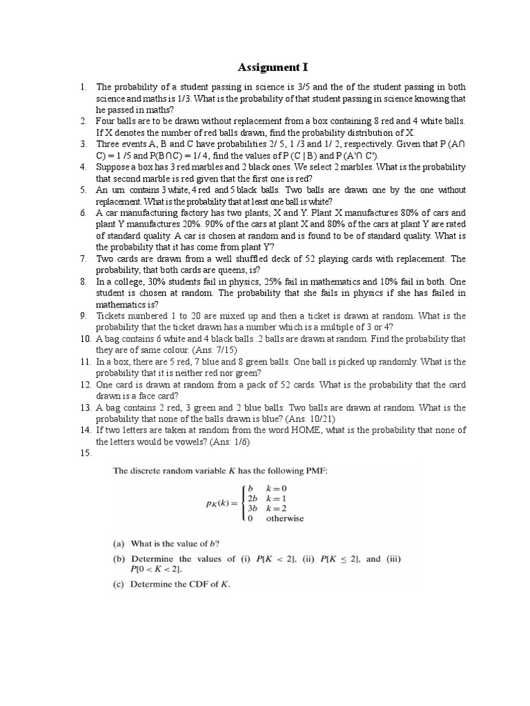 Assignment PTRP 02 | PDF | Probability | Probability And Statistics