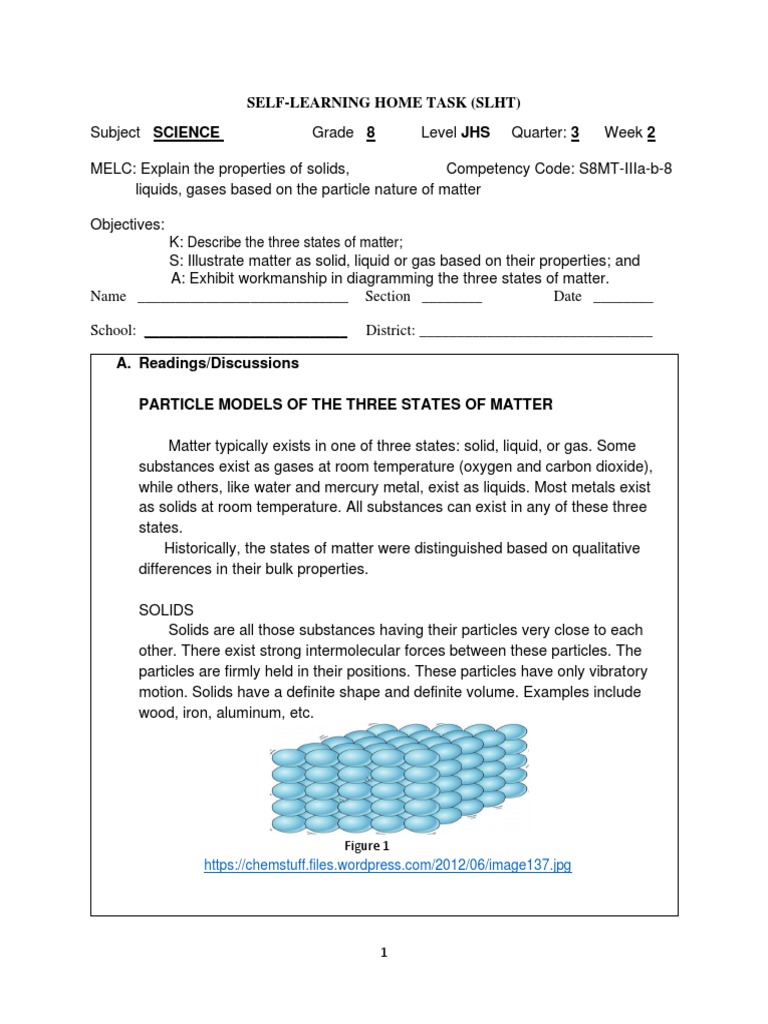 SLHT Sci 8 Q3 WK2 | PDF