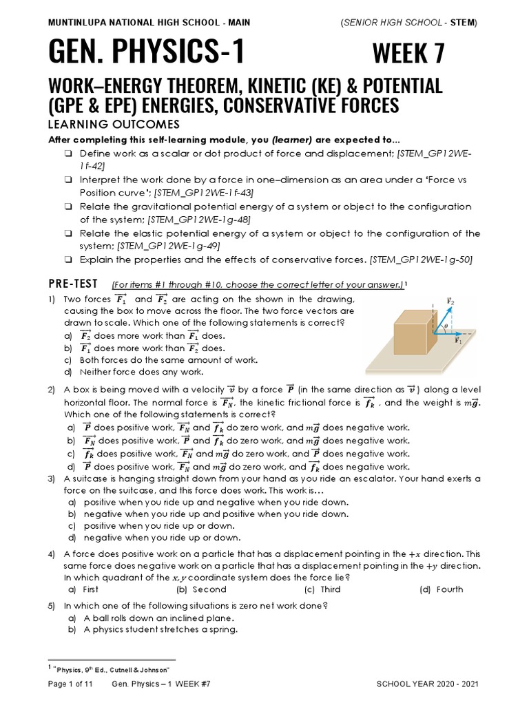 Gen.-Physics-1 Ch-6 Week 7 Complete 11-Pages | PDF | Potential Energy ...