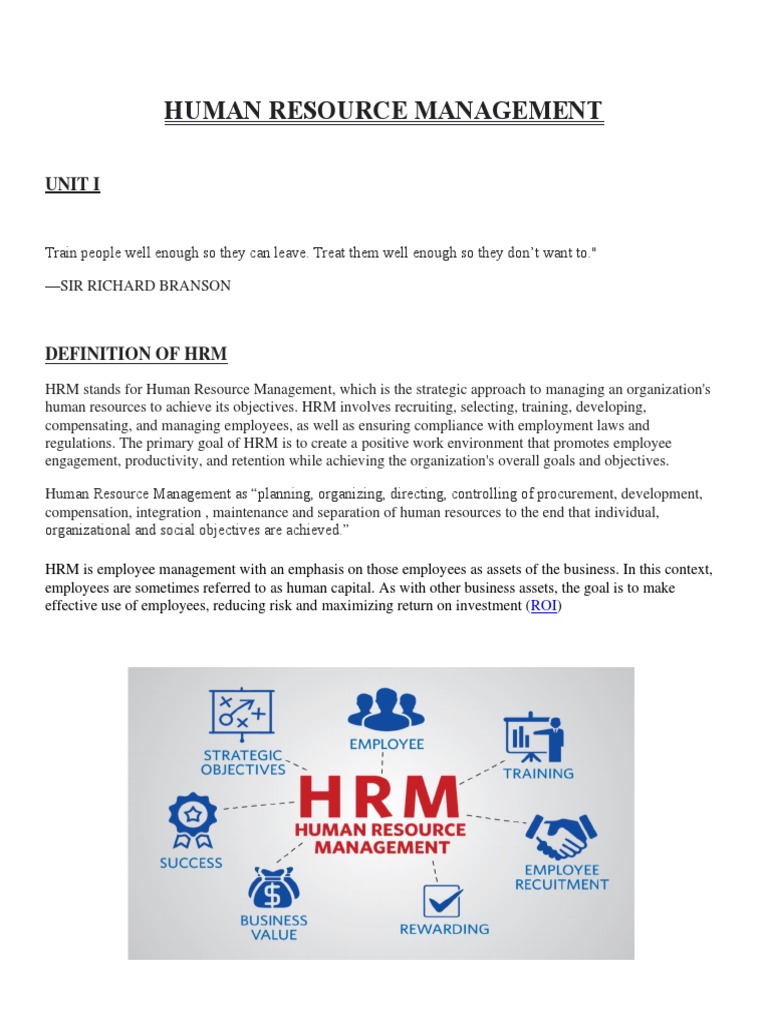 HRM Unit 1 | PDF | Human Resource Management | Human Resources