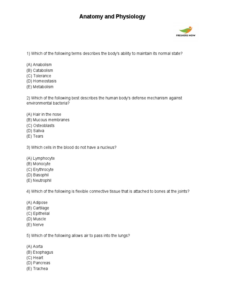INI CET Anatomy and Physiology Previous Question Paper | PDF | Human ...