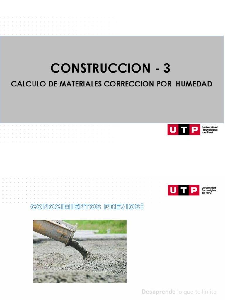 S08.s8 CALCULO DE MATERIALES PARA CONCRETO - CORRECCION POR HUMEDAD | PDF