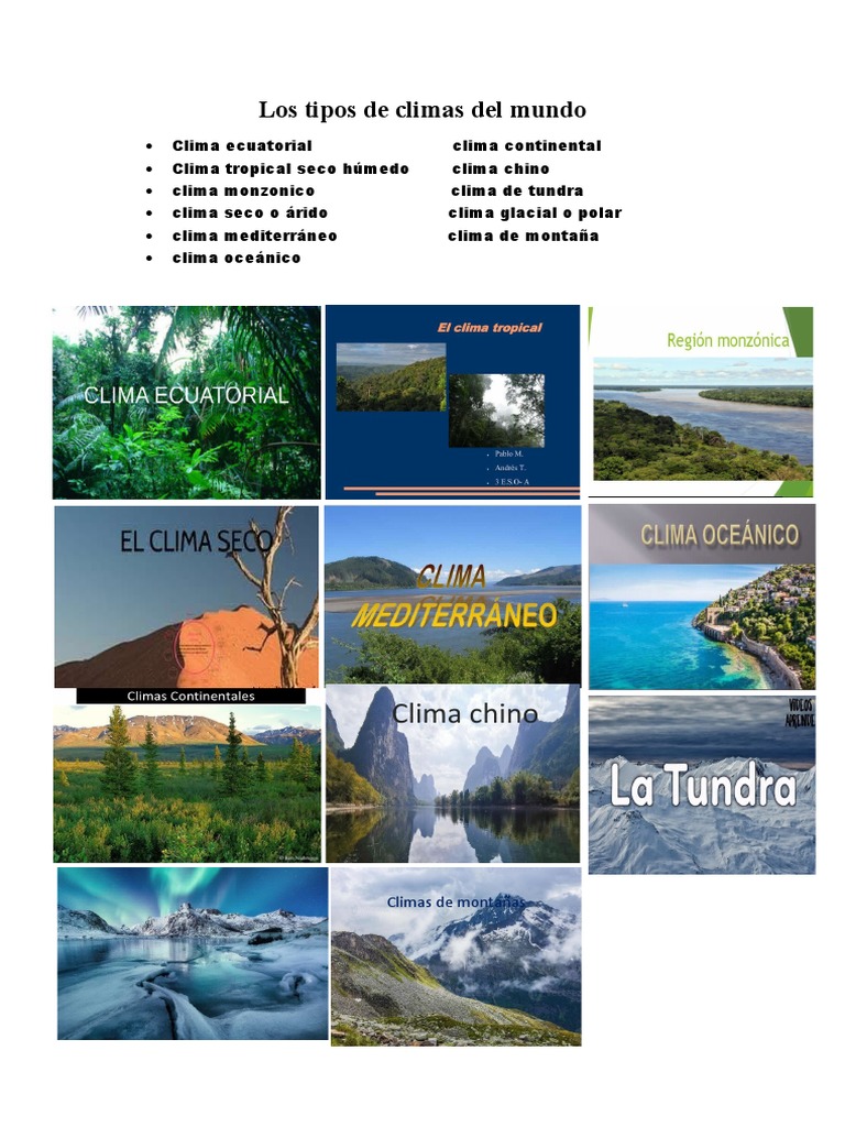 Los Tipos de Climas Del Mundo Lusmila | PDF