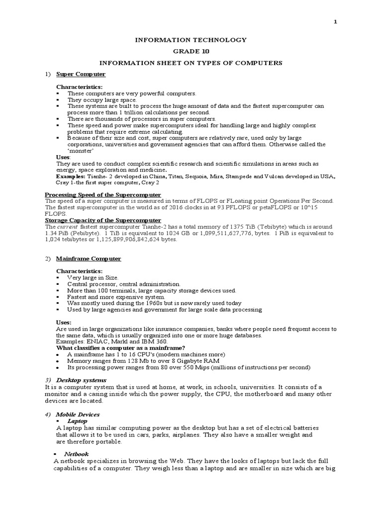 Types of Computers | PDF