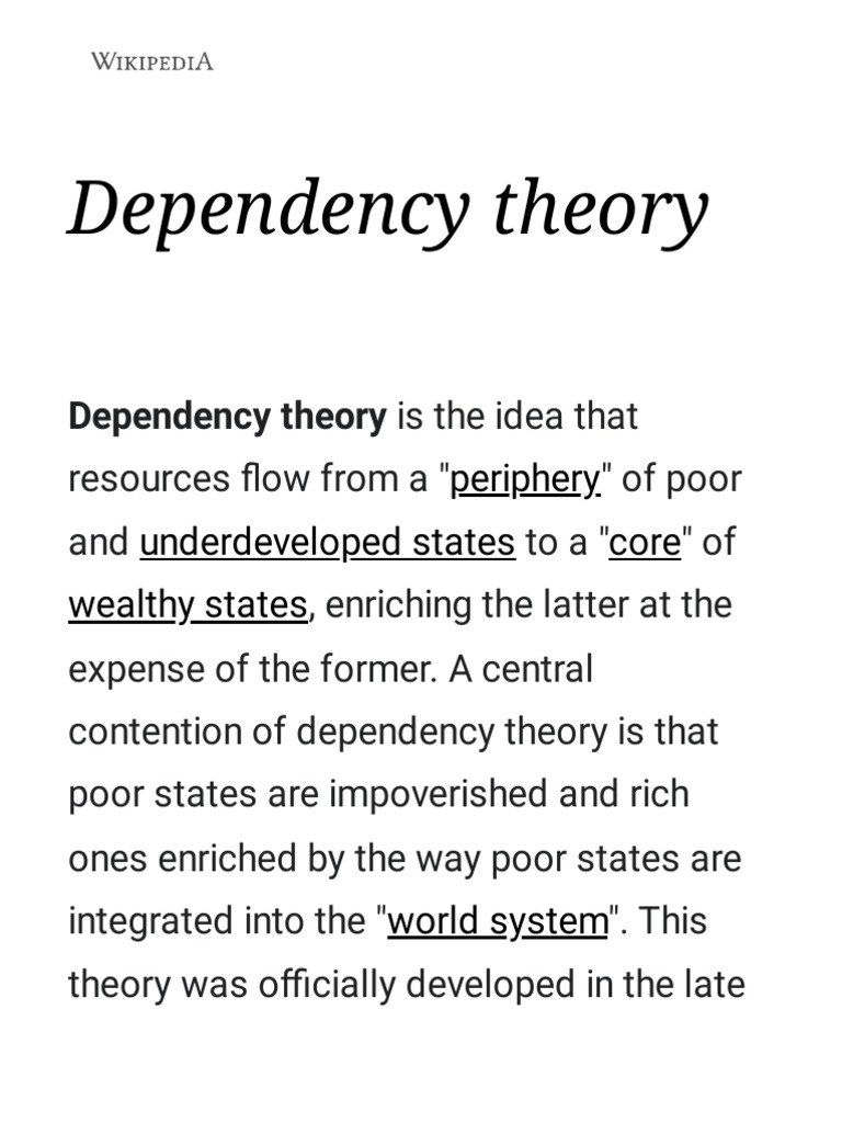 Dependency Theory - Wikipedia | PDF | Aids | Macroeconomics