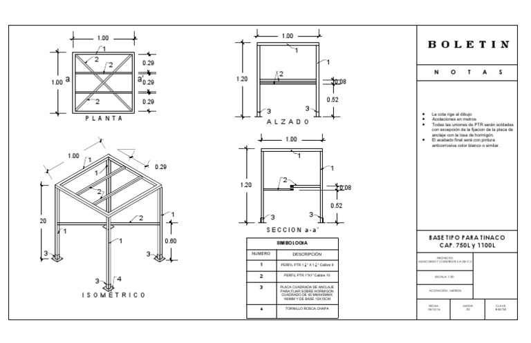 Medidas De Base Para Tinaco 750l Y 1100l Pdf