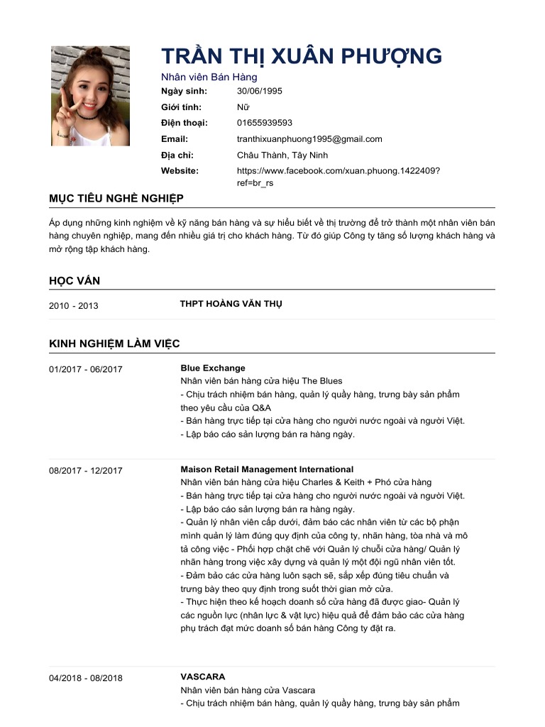 TRAN THI XUAN PHUONG TopCV - VN 221018.221348 | PDF